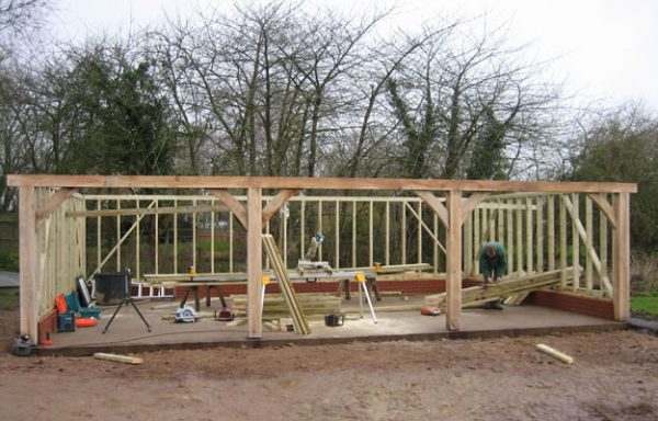 Timber Frame Garage Construction - Roger Gladwell Timber Frame Construction